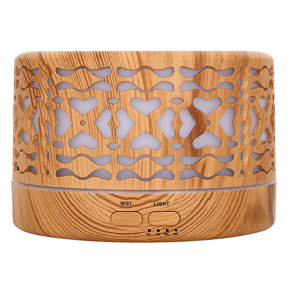 Designer 700ml Ultrasonic 5 in 1 Home Diffuser, Hearts Light Wood, 7 C — Wild Essentials LLC.